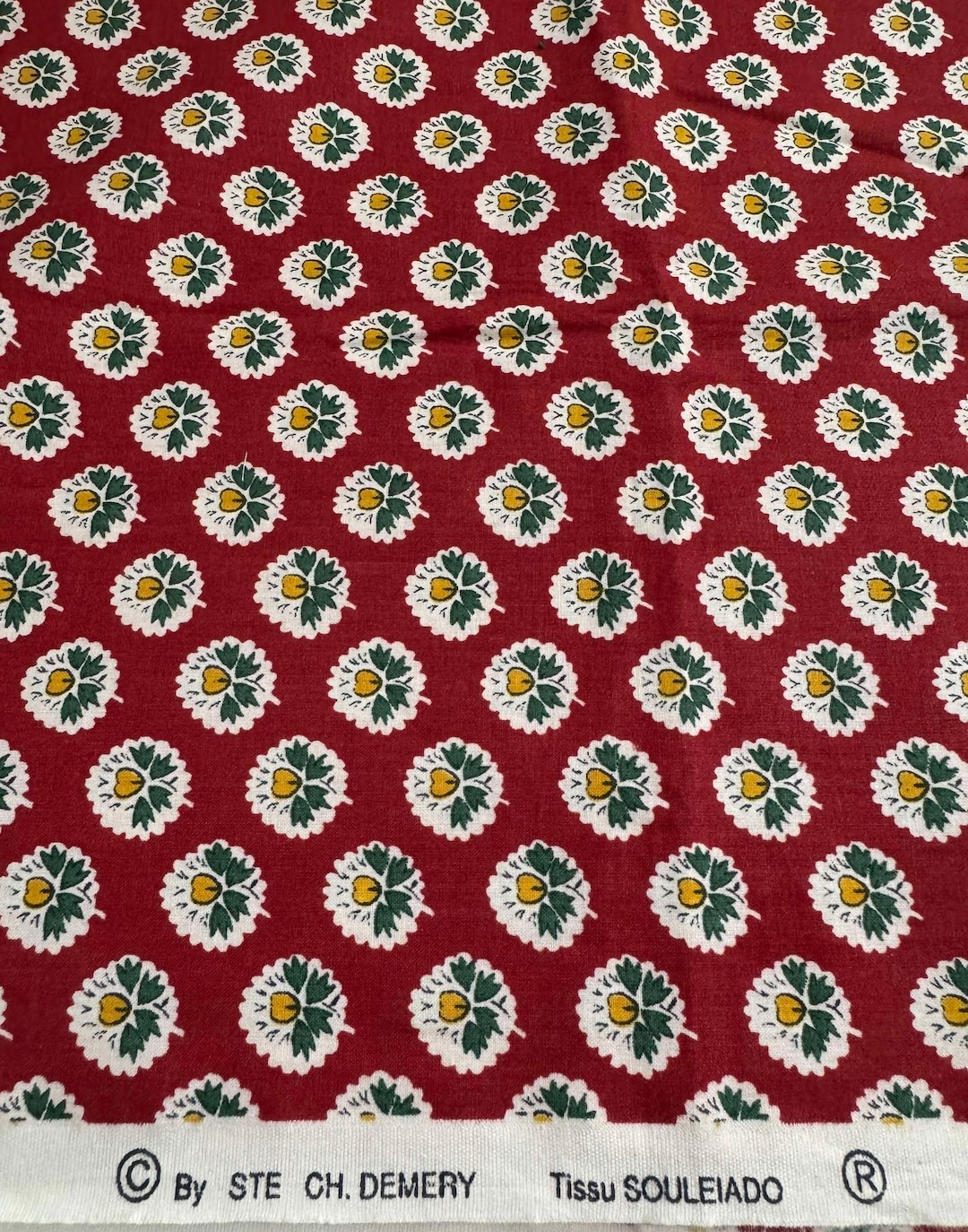 Vintage Charles Demery tissue Souleiado Red French Provencal Print ...