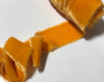 Hand Dyed Saffron Orange Silk Velvet Ribbon 4 Widths to | Etsy