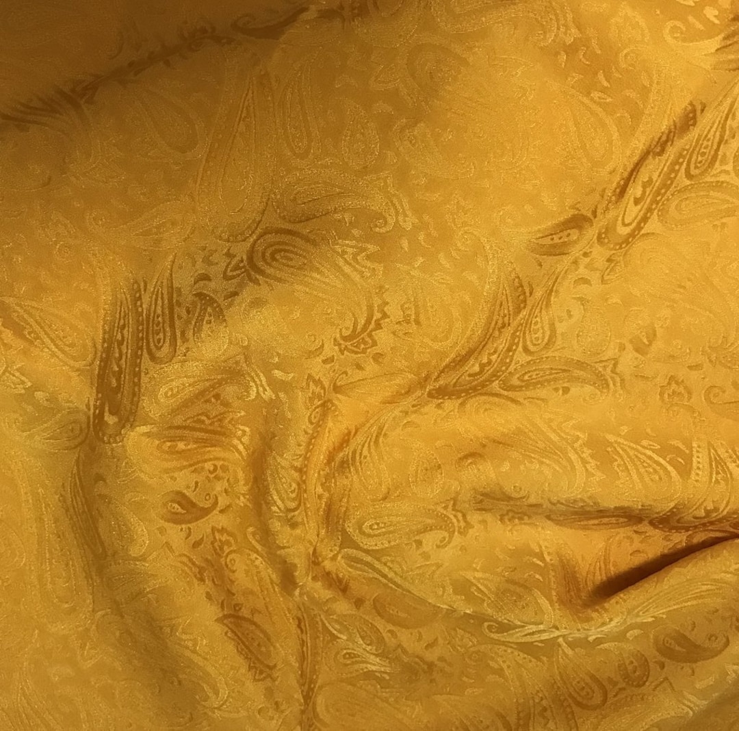Hand Dyed Golden Yellow PAISLEY - Silk Jacquard Fabric - Etsy