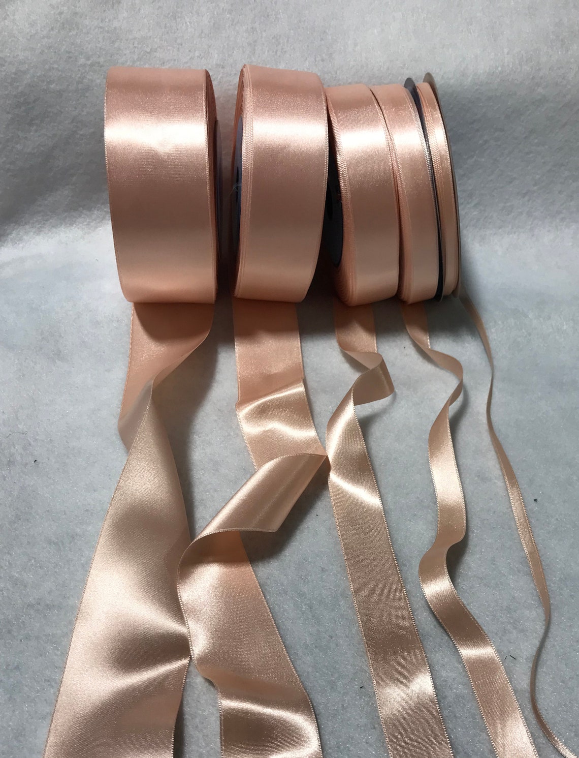 Light Peach Double Sided Satin Ribbon Made in France 7 - Etsy