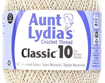 Coats Aunt Lydia's Crochet Cotton Thread Size 30 Extra Fine, Natural ...