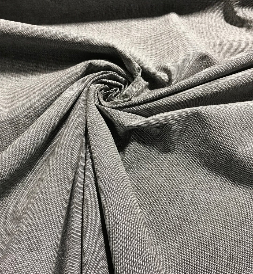 Gray 100% Cotton Chambray Fabric - Etsy