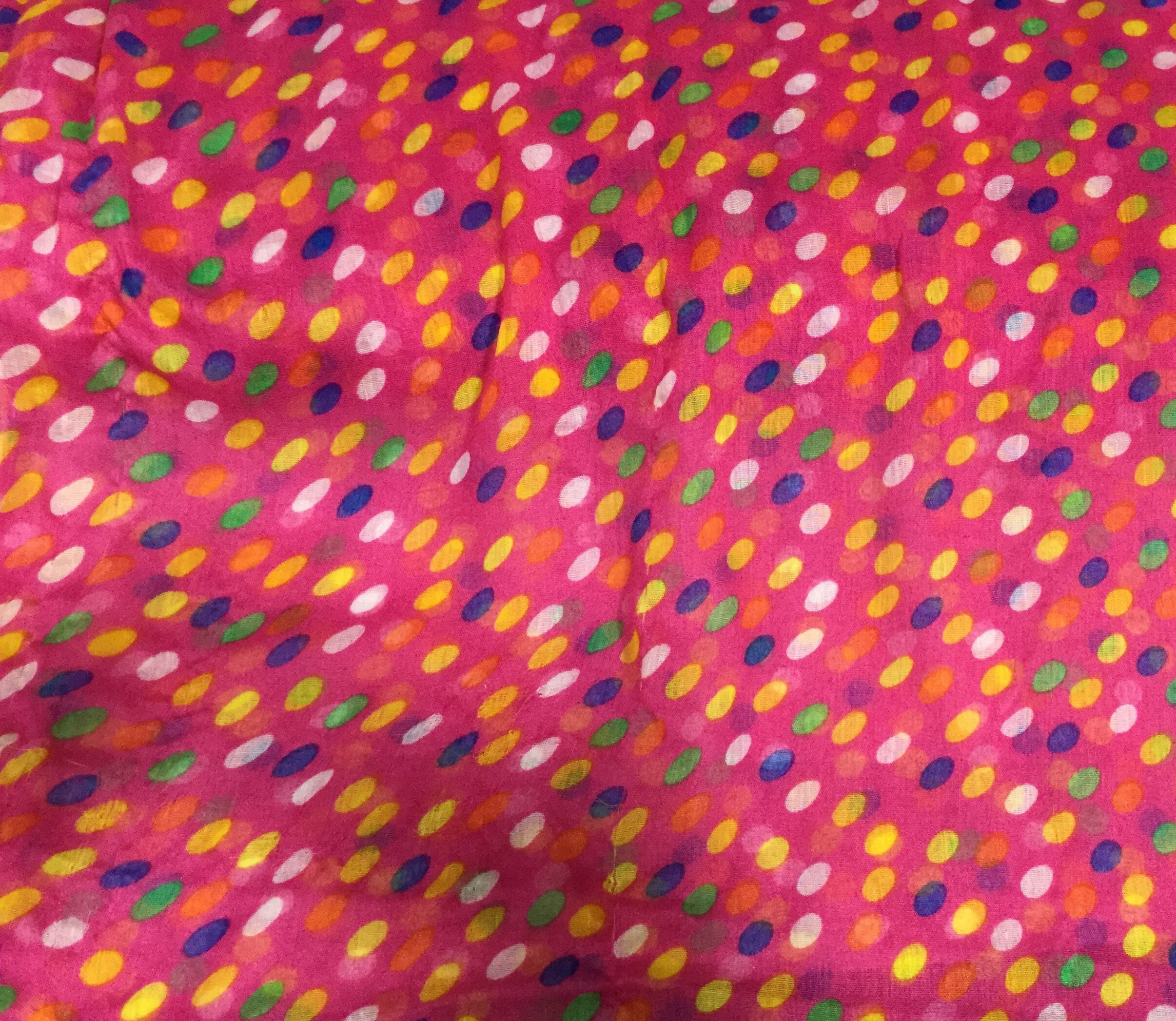 Fuchsia Pink With Multi Polka Dots Polyester Gauze Voile | Etsy