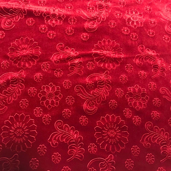 Embossed Red Velvet Fabric - Etsy