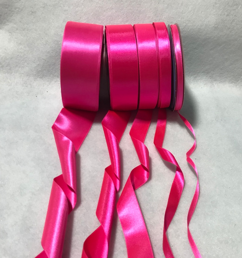 Neon Pink Double Sided Satin Ribbon - Made in France (6 Widths to ...