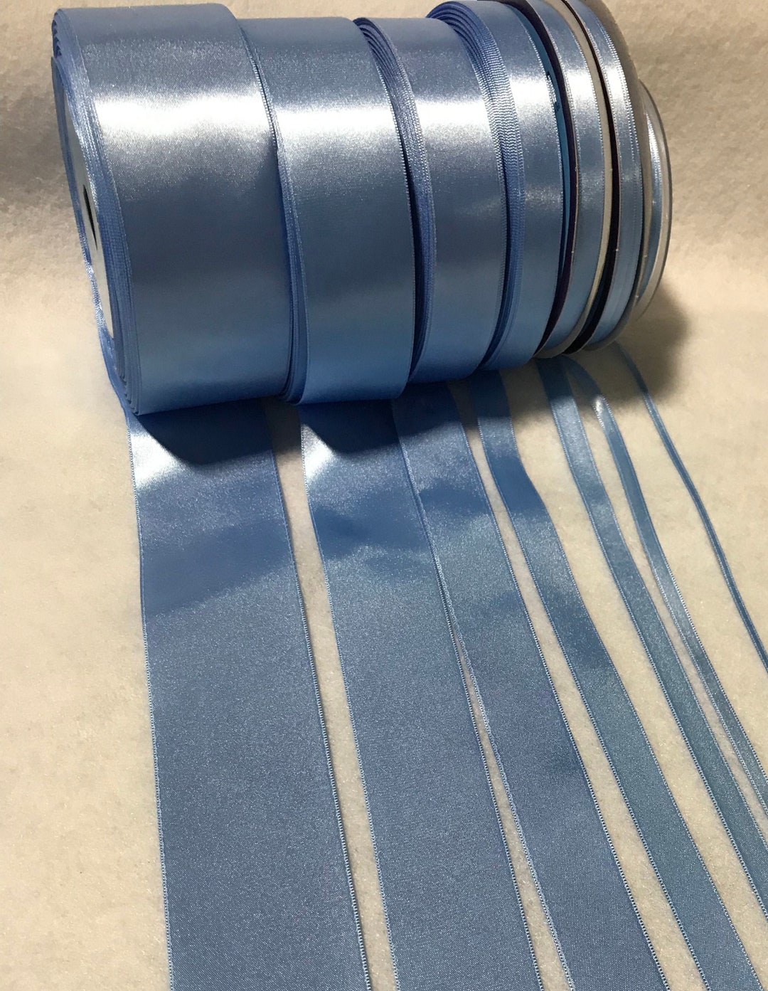 Baby Blue Double Sided Satin Ribbon - Made in France (7 Widths to ...
