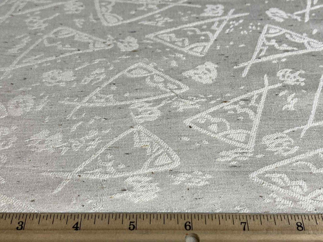 Remnant Sale 8"x10" - Geometric Triangles Jacquard Natural White Raw ...