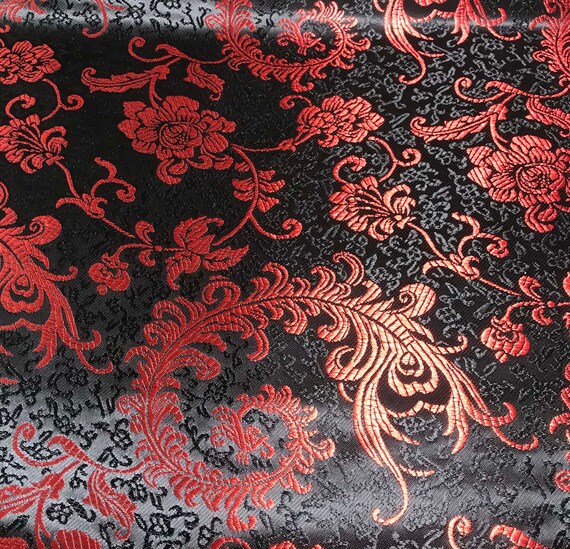 Red And Black Damask Fabric