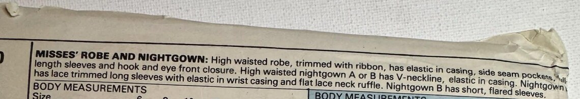 Bata y camisón McCalls para mujer, 1980. Patrón n.° 7280. Talla ...