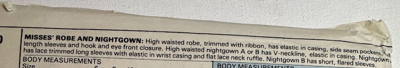 Bata y camisón McCalls para mujer, 1980. Patrón n.° 7280. Talla ...