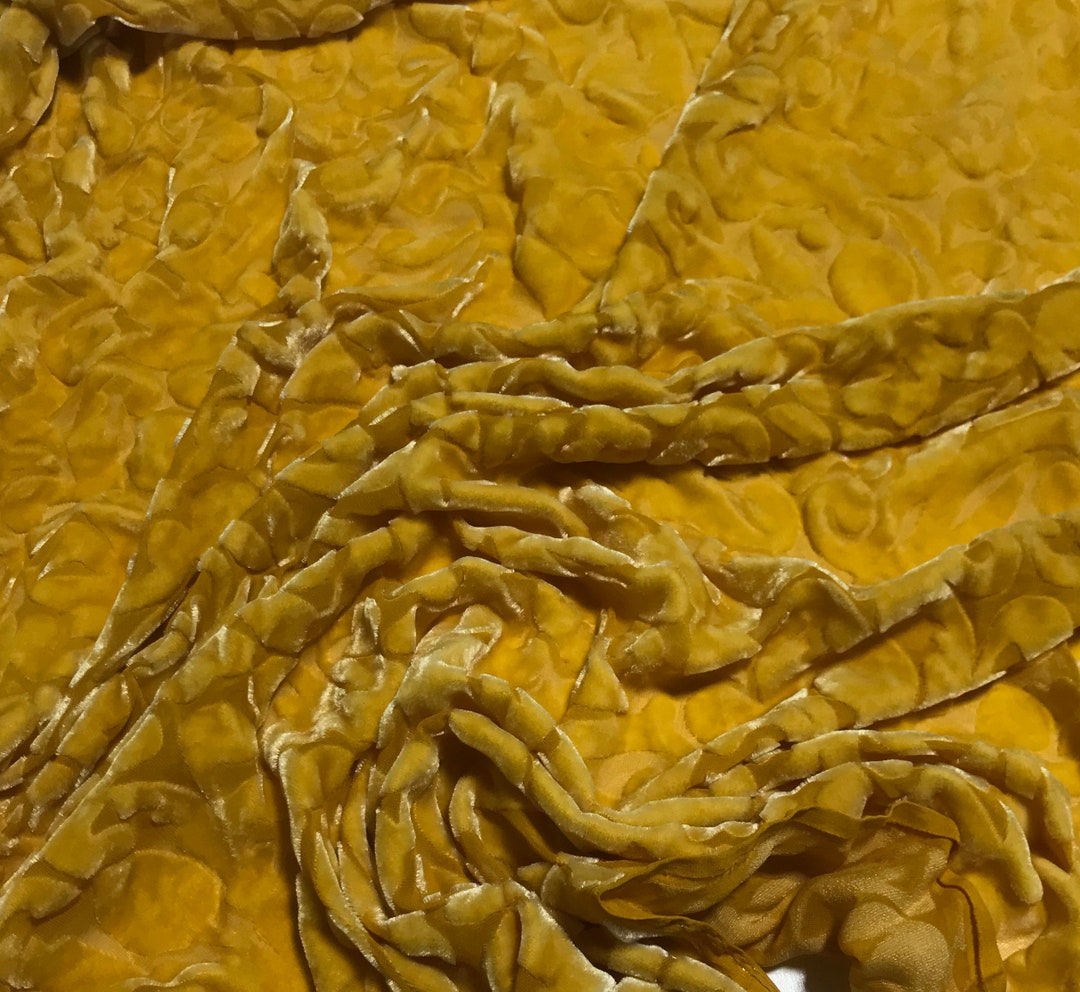 Mustard Yellow Scroll - Hand Dyed Burnout Silk Velvet - Etsy