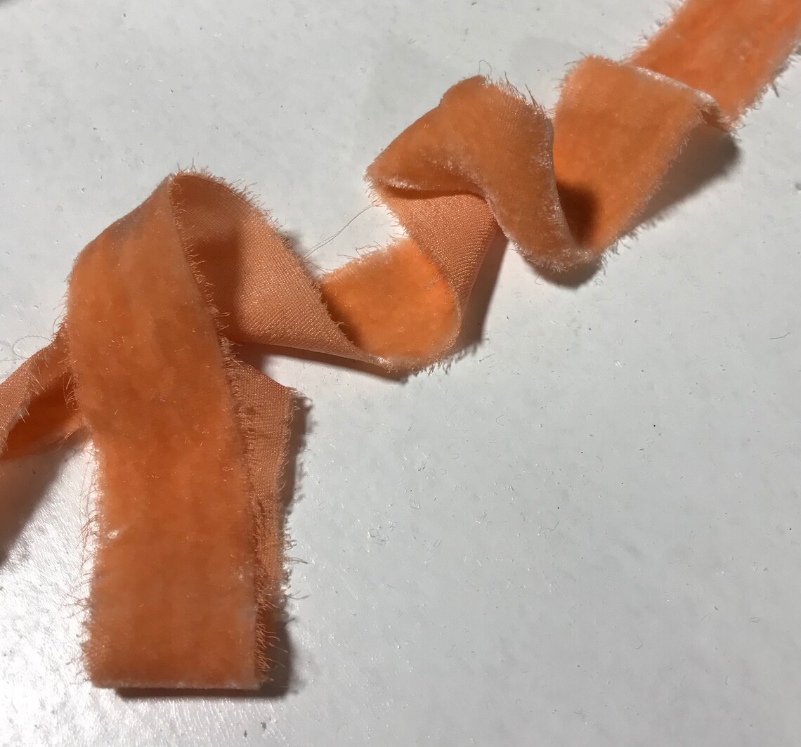Hand Dyed Persimmon Orange Silk Velvet Ribbon ( 4 Widths to Choose From ...