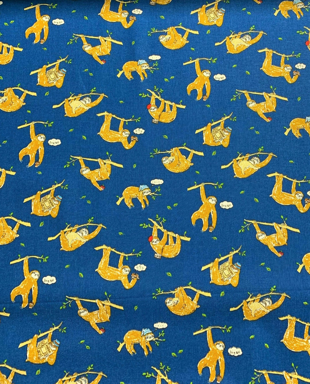 Busy Sloths on Blue - Pretty Animals - Cosmo Japan Cotton Oxford Fabric ...