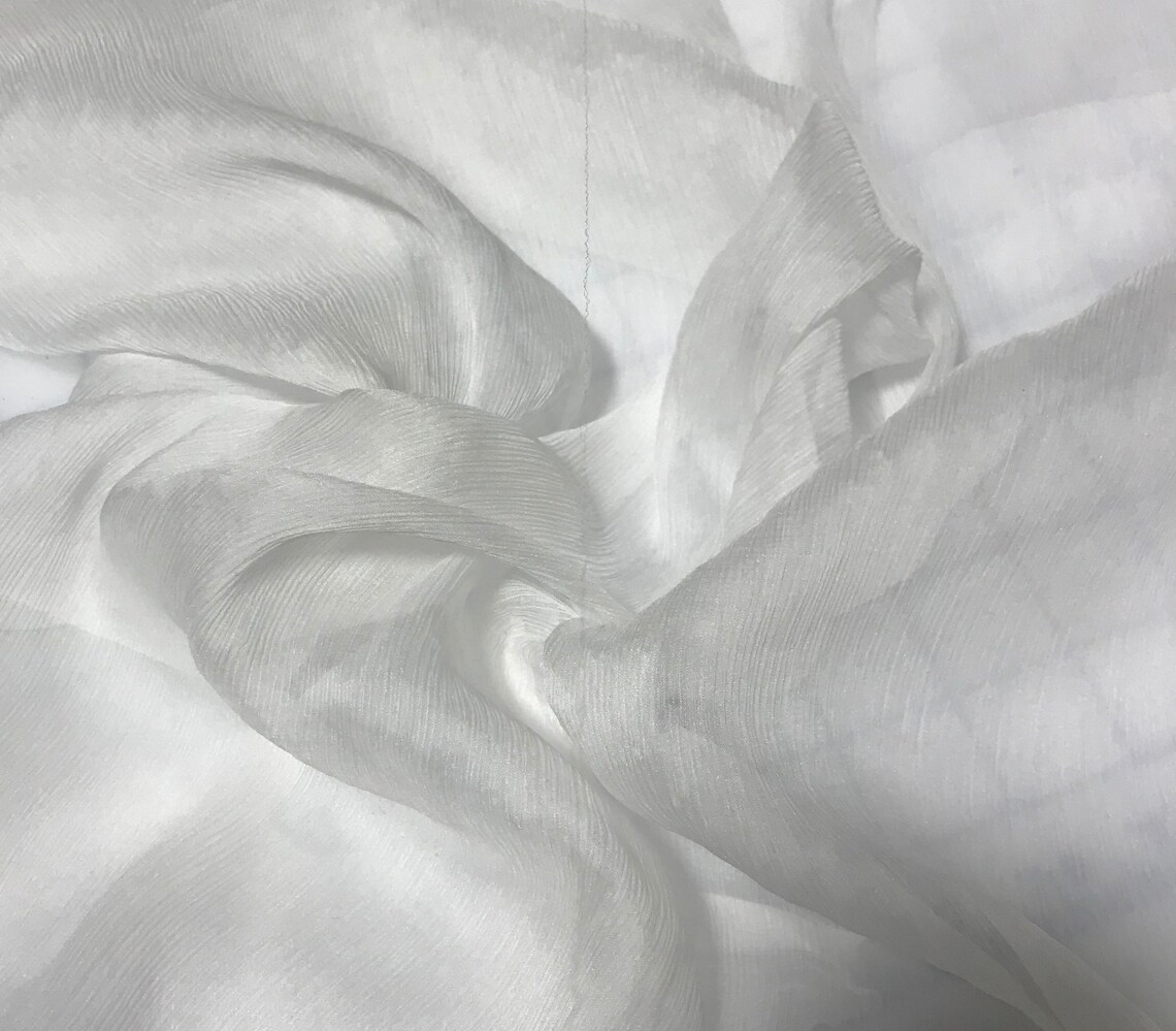White Crinkle Silk Chiffon Fabric - Etsy