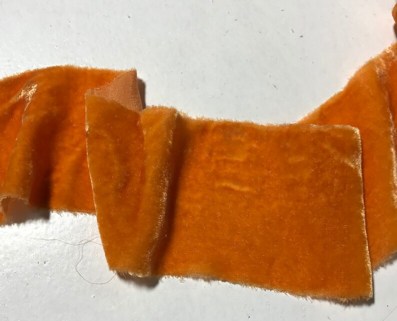Hand Dyed Saffron Orange Silk Velvet Ribbon 4 Widths to | Etsy