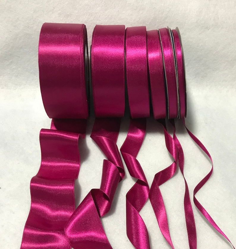 Raspberry Pink Double Sided Satin Ribbon - Made in France (6 Widths to ...