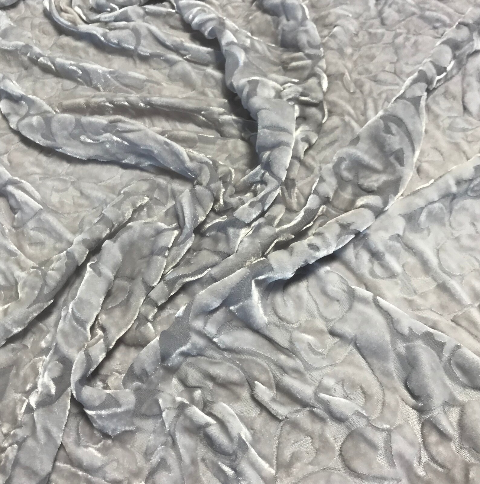 Silver Gray Scroll - Hand Dyed Burnout Silk Velvet - Etsy