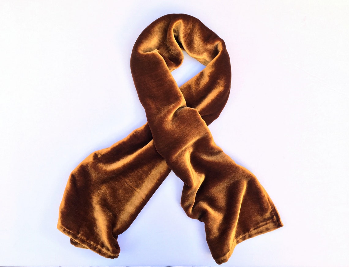 Silk Velvet Scarf in IRIDESCENT AMBER Handmade 12x42 - Etsy