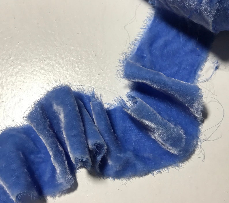 Hand Dyed Periwinkle Blue Silk Velvet Ribbon 4 Widths to - Etsy