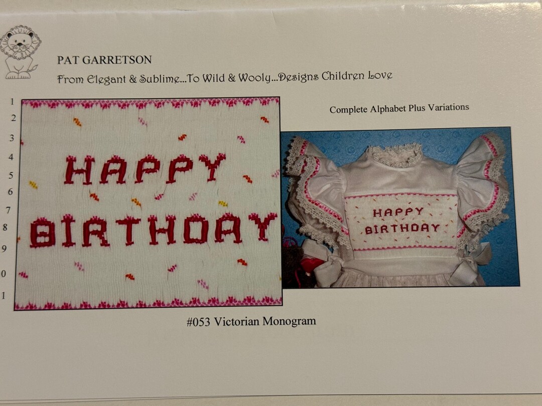 Smocking Plate #053 VICTORIAN MONOGRAM by Pat Garretson - Etsy