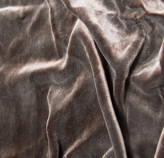 Hand Painted Silk Velvet Fabric Silver on Chocolate Brown | Etsy