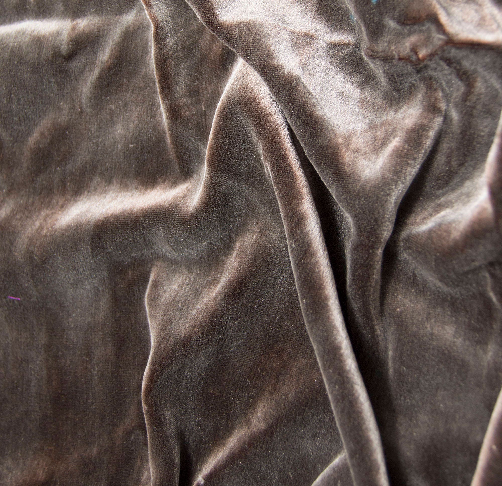 Hand Painted Silk Velvet Fabric Silver on Chocolate Brown | Etsy