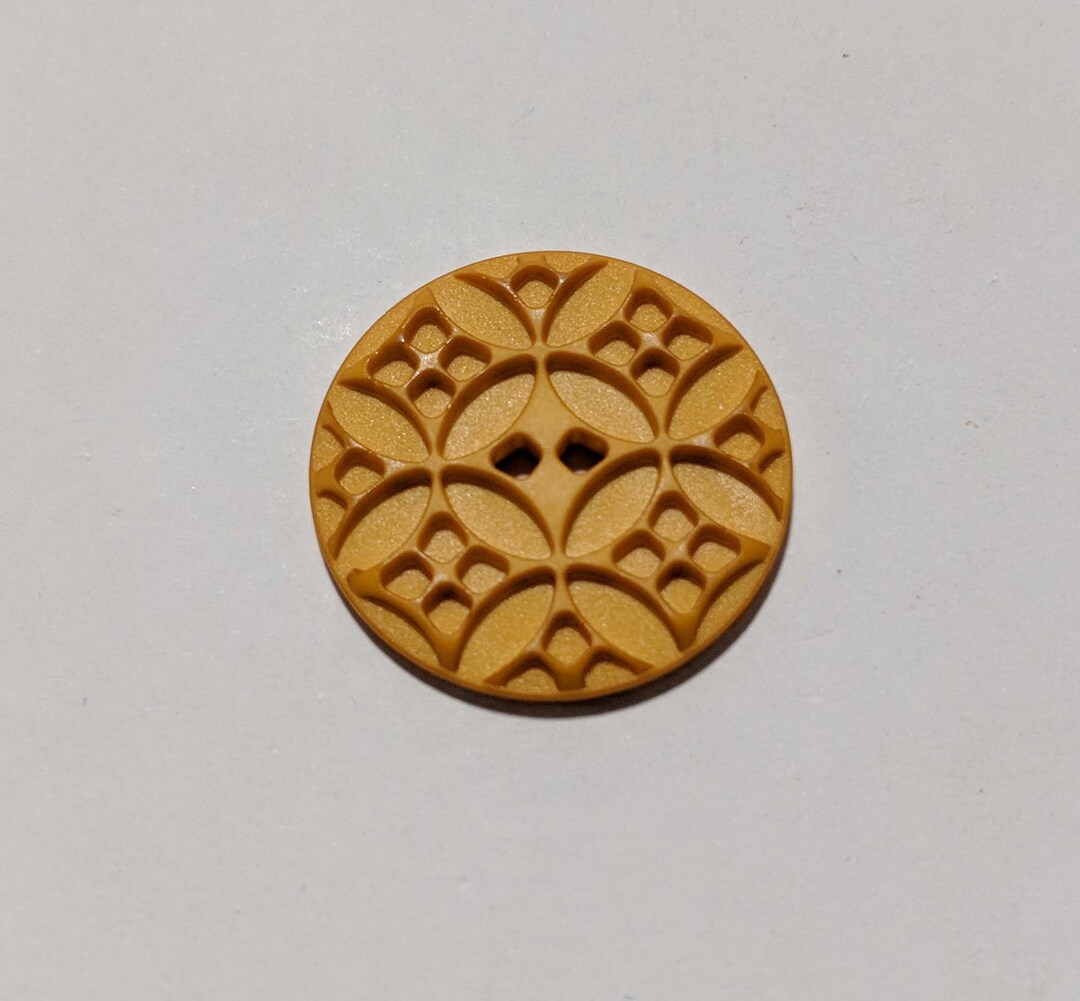 Yellow Gold Art Nouveau Geometric Plastic Button - 28mm / 1 1/8 Inch ...