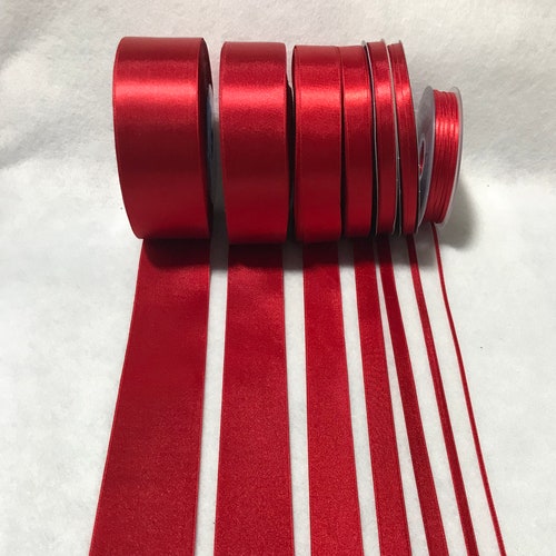 Scarlet Red Double Sided Satin Ribbon Made in France 7 - Etsy