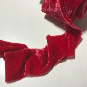Hand Dyed Cherry Red Silk Velvet Ribbon ( 4 Widths to Choose From) - Etsy