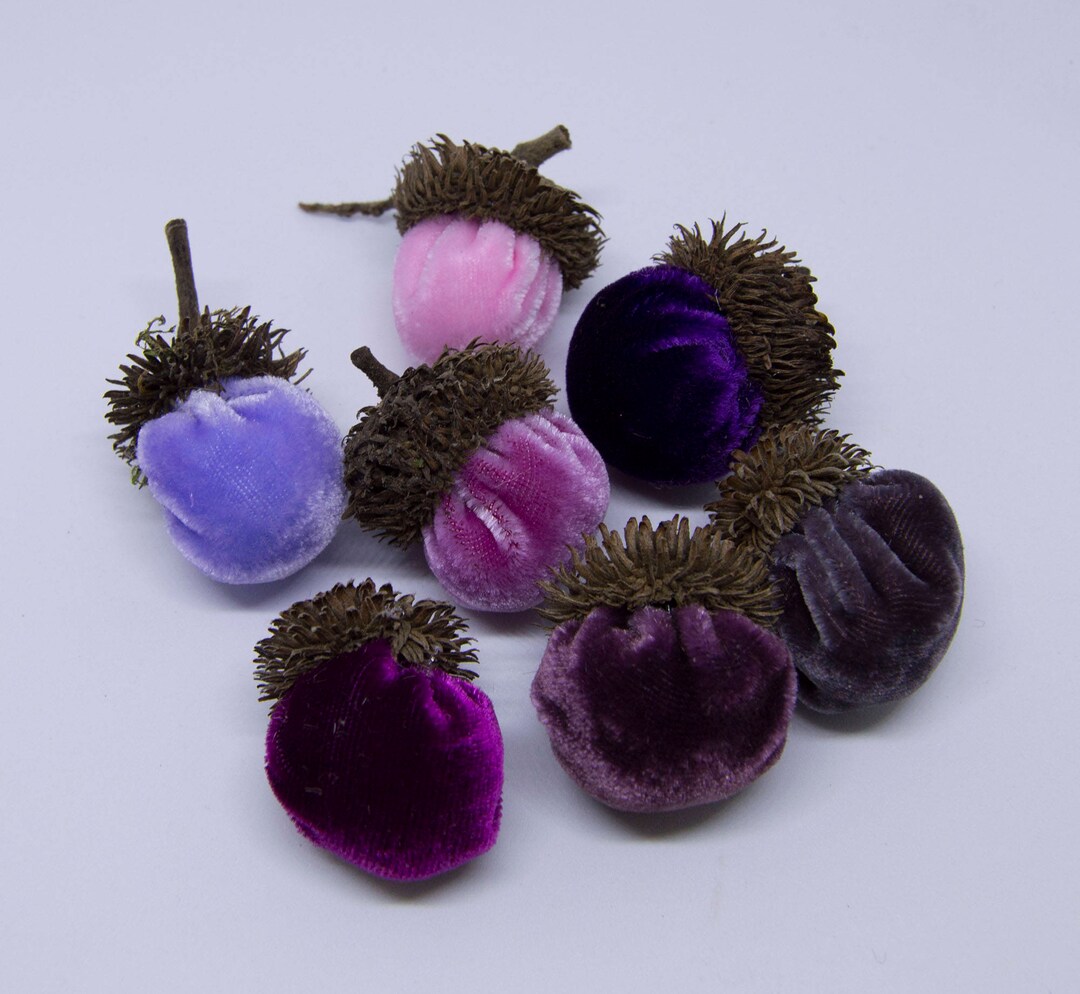 Silk Velvet Acorns Pink & Purple Colors 7 Acorns - Etsy