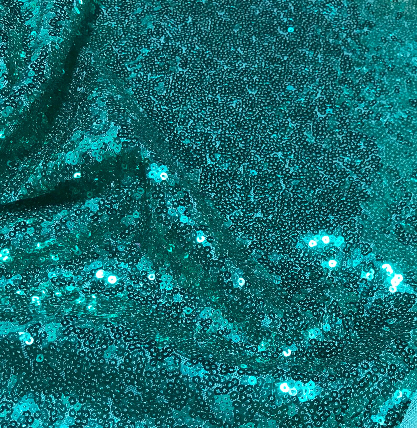 Emerald Green Sequin Spangle Sewn on Mesh Fabric | Etsy