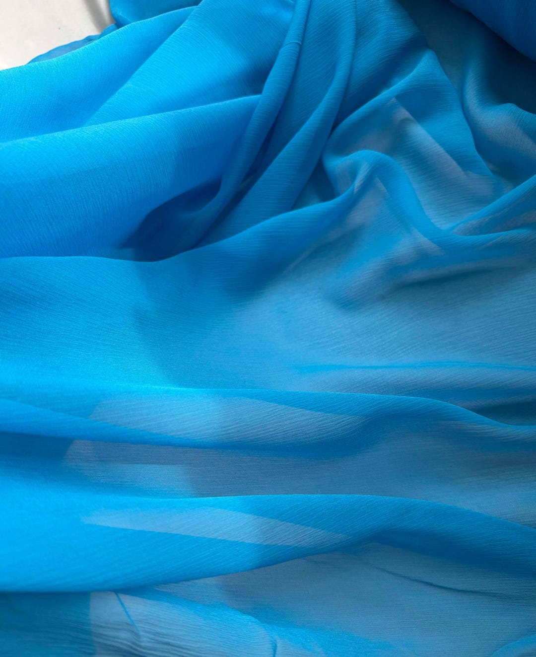 18"x20" Remnant Cerulean Blue - 5mm Crinkle Silk Chiffon Fabric - Etsy