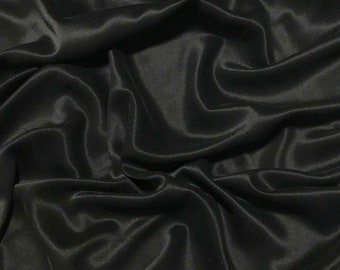 Black Silk Charmeuse Fabric | Etsy
