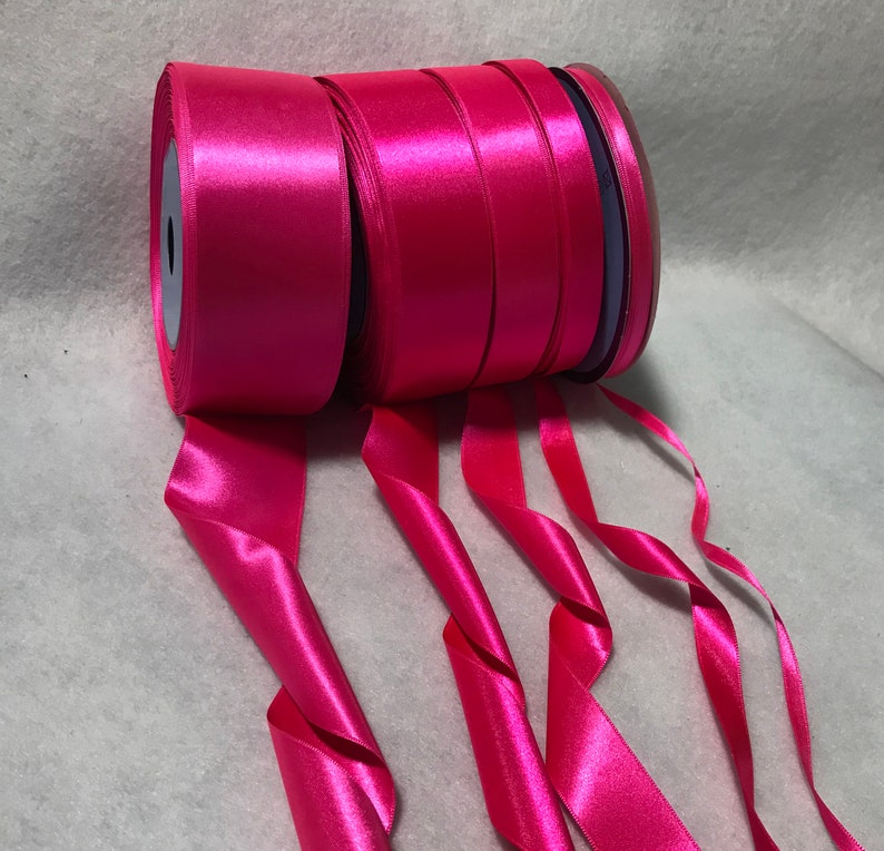 Neon Pink Double Sided Satin Ribbon - Made in France (6 Widths to ...
