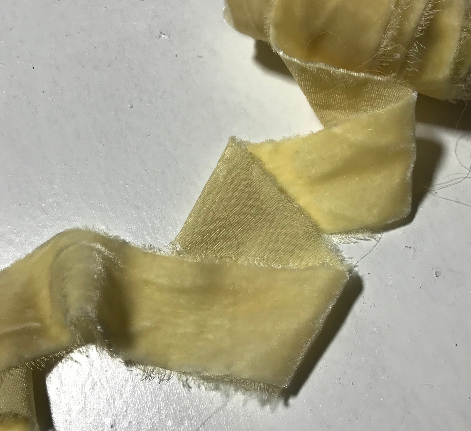 Hand Dyed Butter Yellow Silk Velvet Ribbon 4 Widths to | Etsy