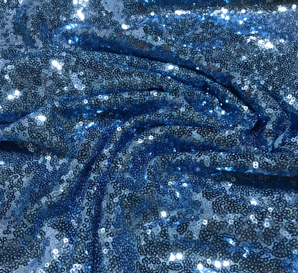 Sky Blue Sequin Spangle Sewn on Mesh Fabric - Etsy