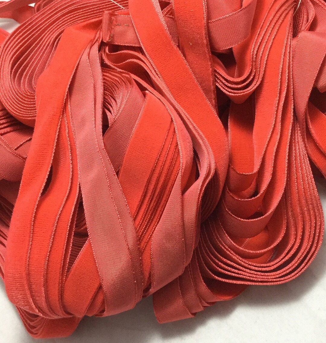 Vintage French Rayon VELVET Ribbon Taffeta Back -CORAL by the Yard 5/8 ...
