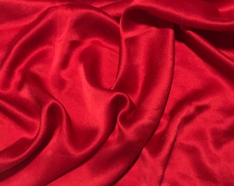 Solid Wine Red 100% Silk Charmeuse Fabric by the Yard or Meter Width 44 ...