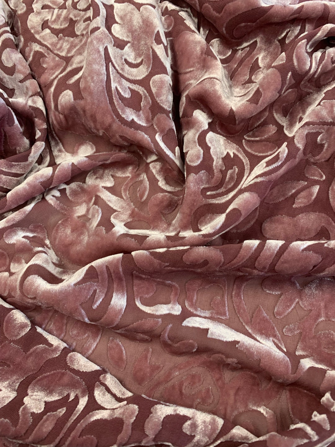 ANTIQUE MAUVE SCROLL - Hand Dyed Burnout Silk Velvet - Etsy