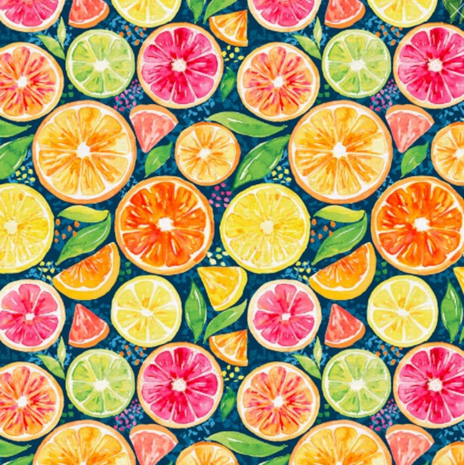 Citrus Mix Navy Sweet & Sour Paintbrush Studio Cotton - Etsy