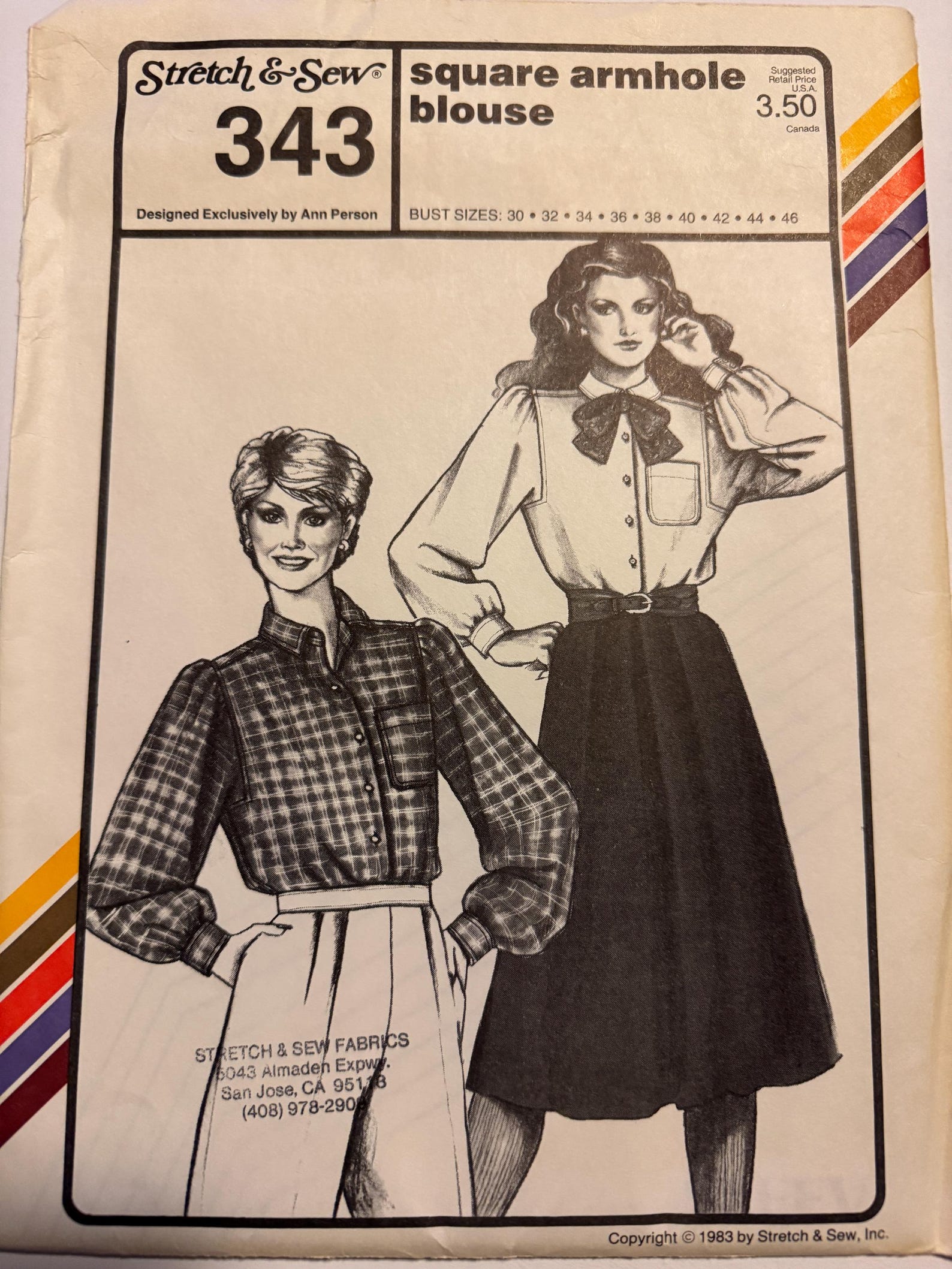 Square Armhole Blouse - Bust 30-46 - 1983 Stretch & Sew Pattern 343 ...
