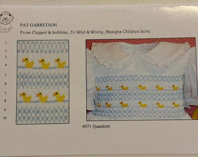 Smocking Plate #071 QUACKERS by Pat Garretson - Etsy