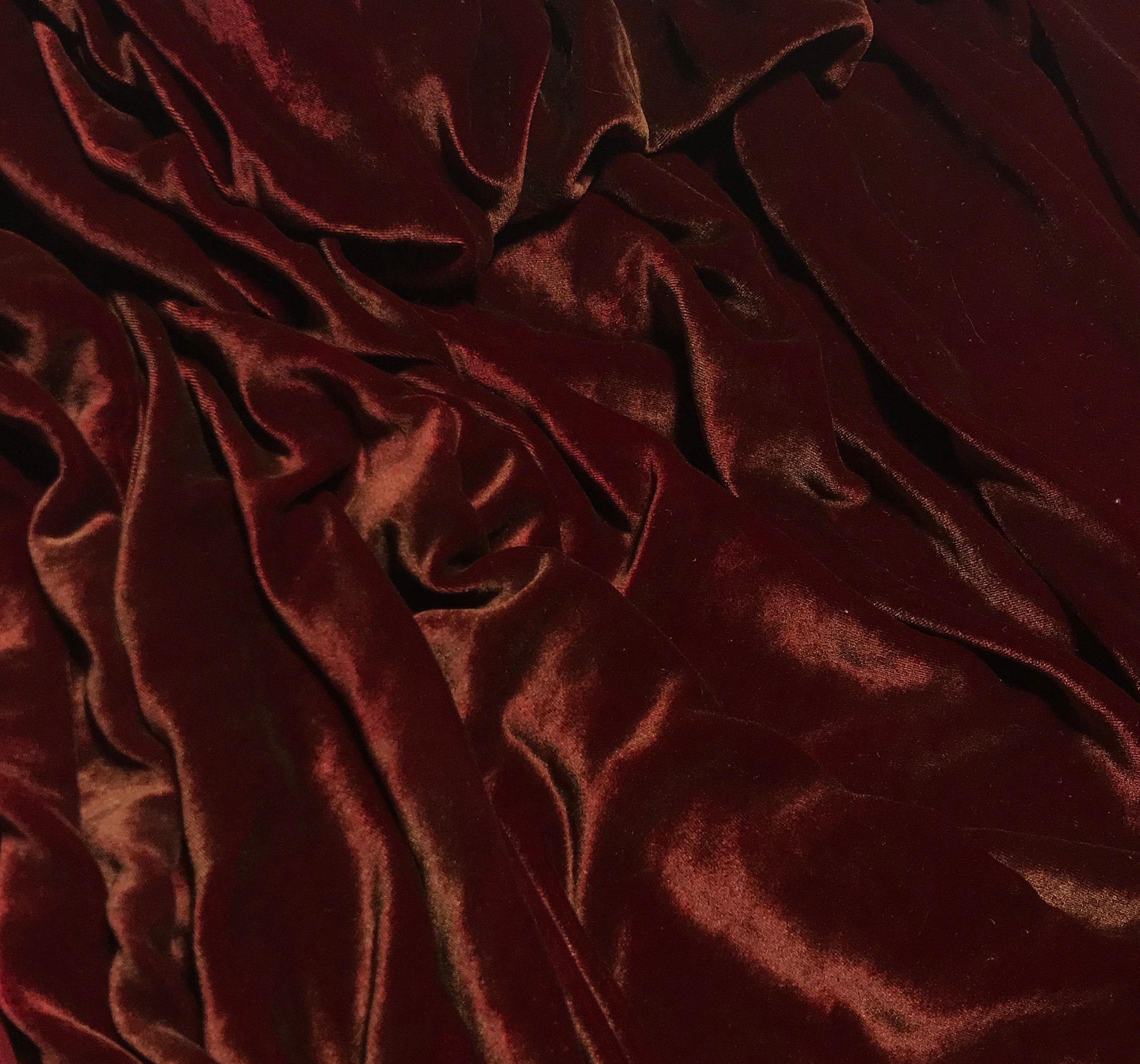 Hand Painted Silk Velvet Fabric Antique Gold on Ruby Red - Etsy