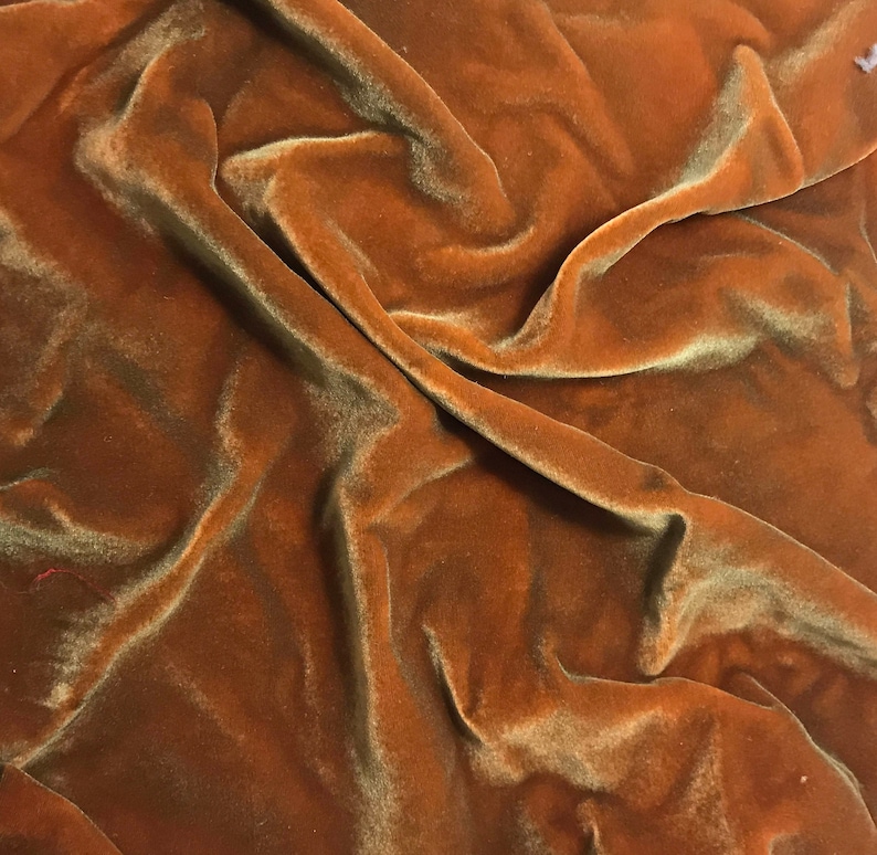 Hand Painted Silk Velvet Fabric Antique Gold on Pumpkin 1 | Etsy