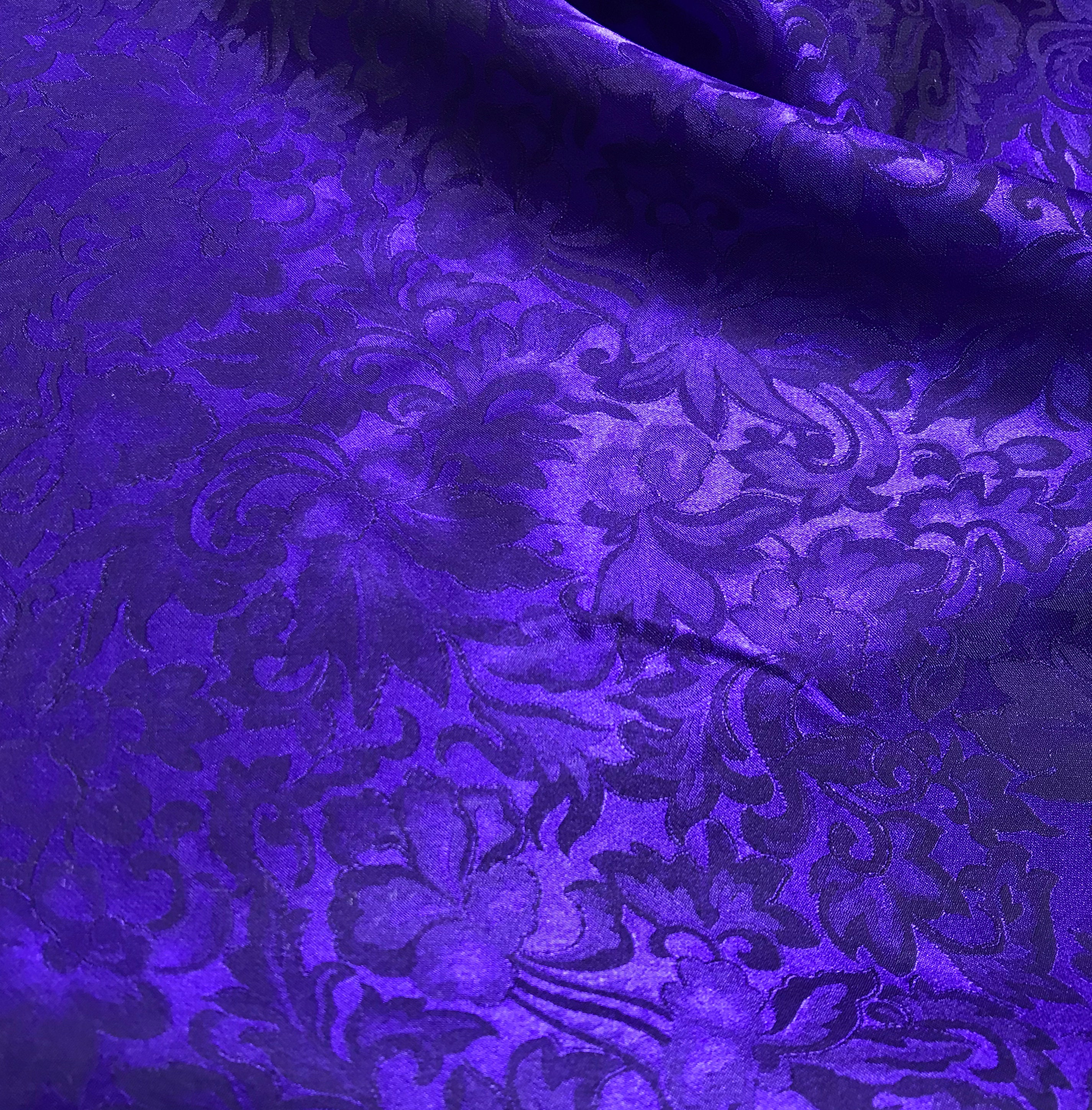 Royal Purple Baroque Scroll Silk Jacquard Fabric | Etsy