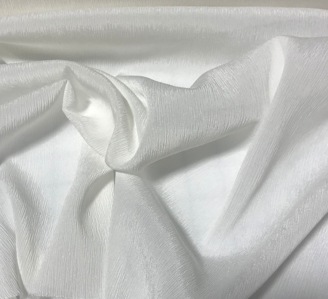 White - Crinkle Silk Crepe Fabric - Etsy