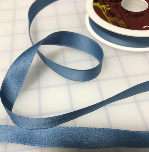 Dusty Blue Satin 100% COTTON Ribbon 5/8 Wide | Etsy