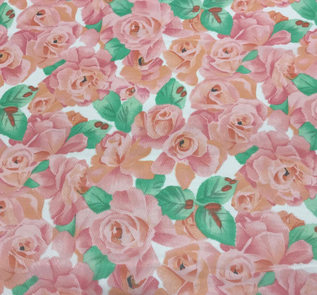 Peach Roses Floral - Silk Chiffon Fabric - Etsy