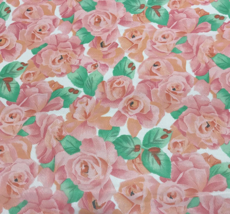 Peach Roses Floral Silk Chiffon Fabric | Etsy