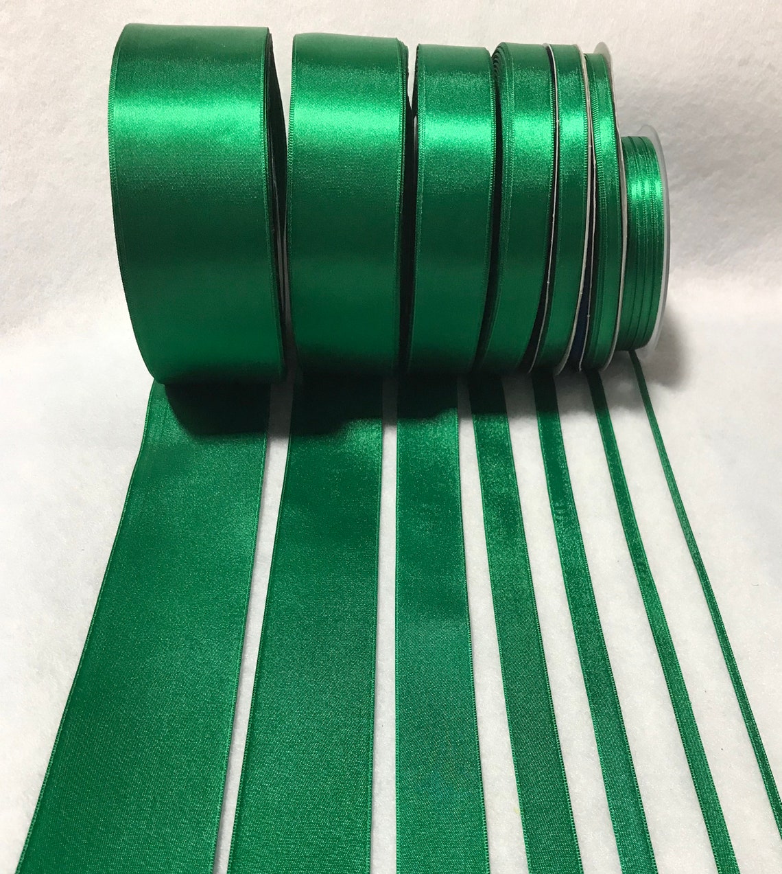 Emerald Green Double Sided Satin Ribbon - Made in France (7 Widths to ...